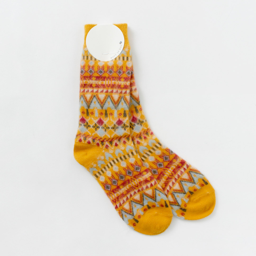 meri ja kuu kuu（メリヤクー） フェアアイル ショートソックス 編む物語 / 靴下 厚め レディース 日本製 ウール 柄 ...