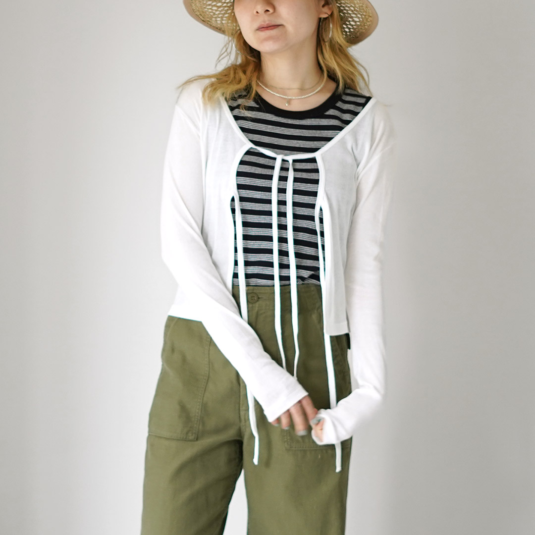 Robert P. Miller ROBERT P.MILLER（ロバートピーミラー） ライトパネルリブ カーディガン / レディース 長袖 トップス 2WAY 羽織り 綿 : GochI ...