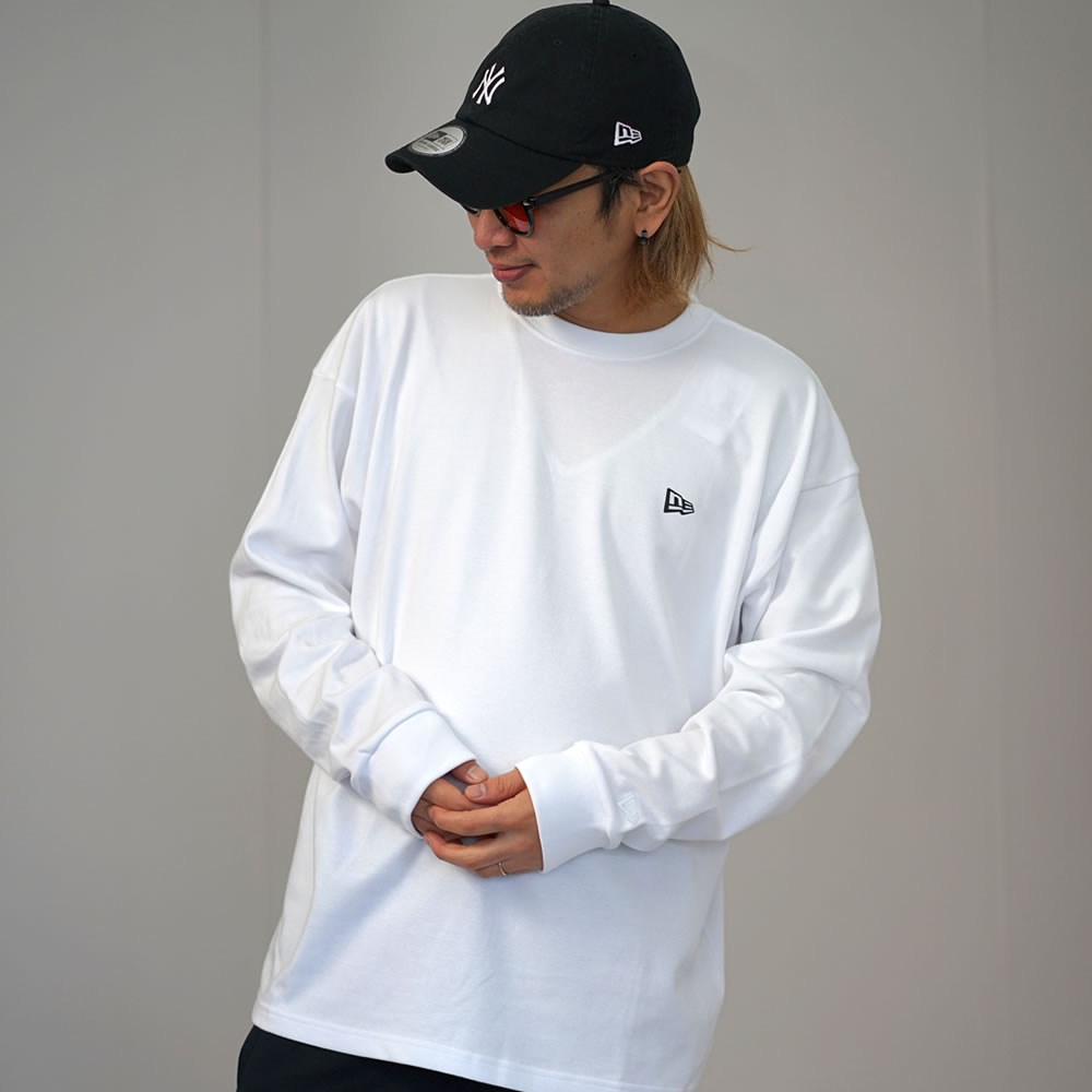 NEW ERA ニューエラ ロンT メンズ 吸汗速乾 長袖 オーバーサイズド パフォーマンス Tシャツ Overlap Logo ホワイト× ...