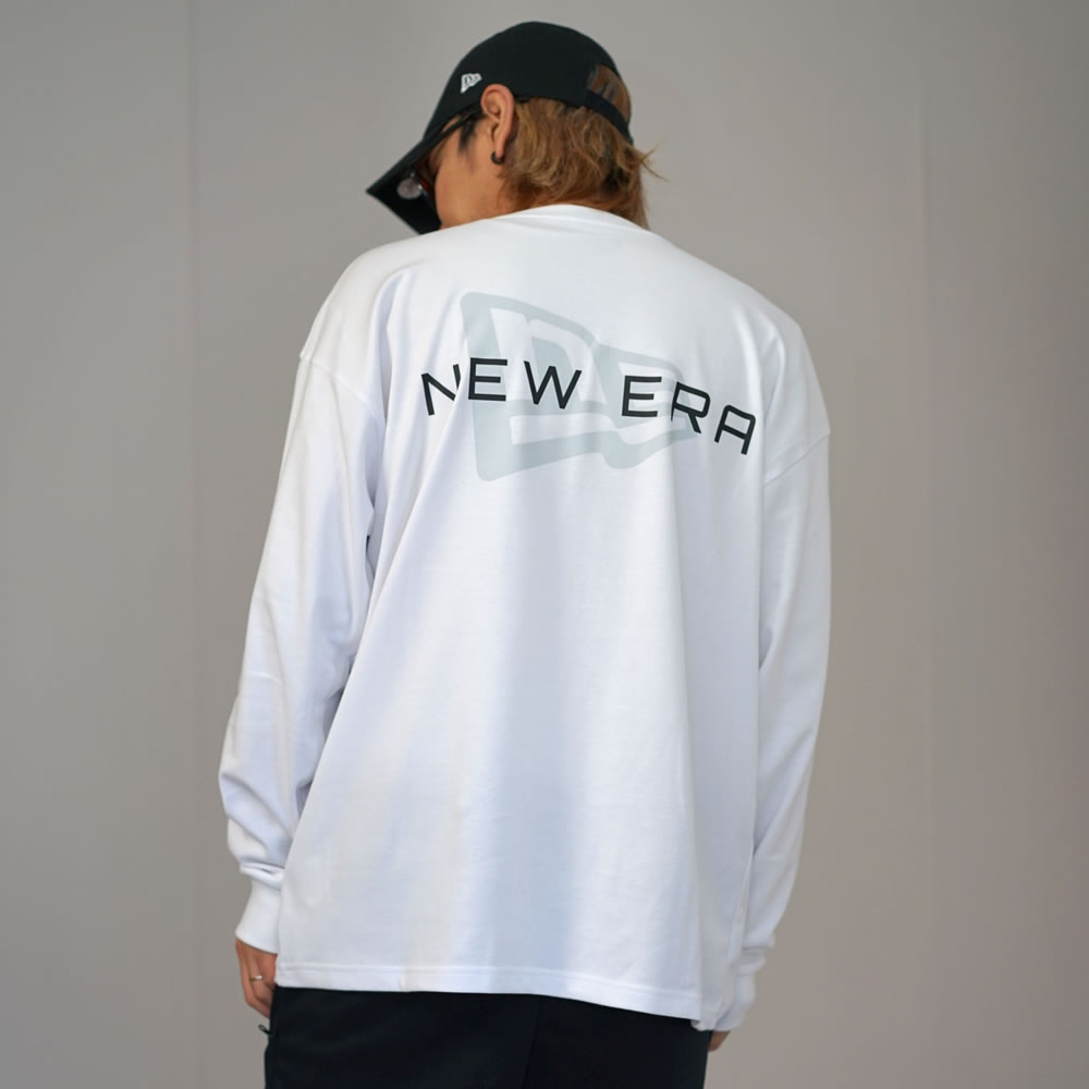 NEW ERA ニューエラ ロンT メンズ 吸汗速乾 長袖 オーバーサイズド パフォーマンス Tシャツ Overlap Logo ホワイト× ...