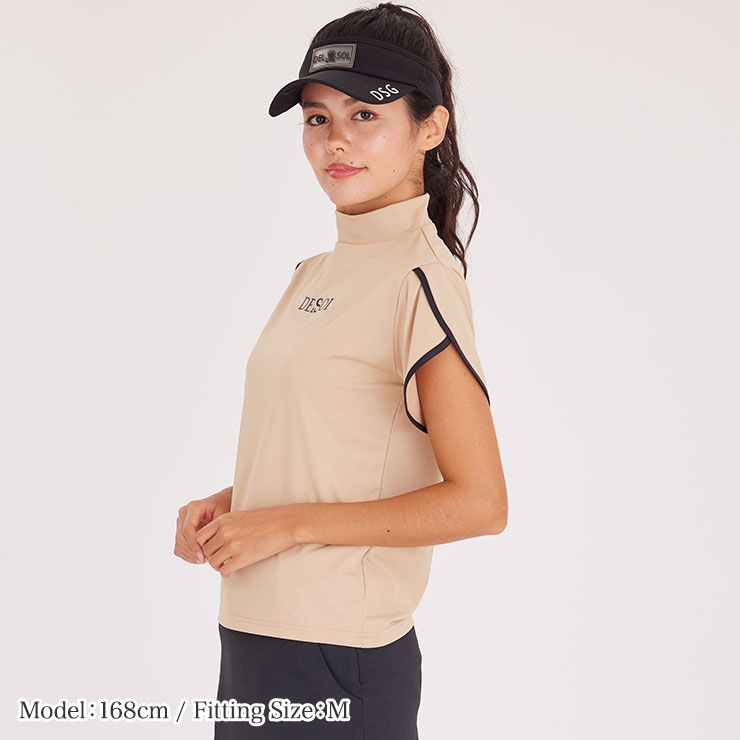 7817 重ね袖パイピングモックネックシャツ M/L/LL/3L レディースゴルフウェア : DELSOL GOLF Yahoo!店 - 通販 - Yahoo!ショッピング