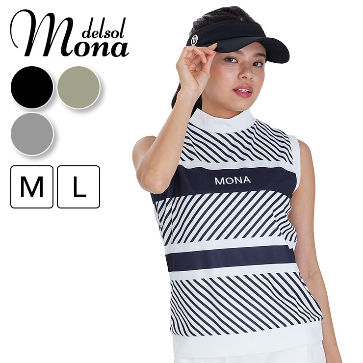 mona delsol 斜めストライプハイネックノースリーブ M/L 大きいサイズ レディースゴルフウェア : DELSOL GOLF Yahoo!店 - 通販 - Yahoo!ショッピング