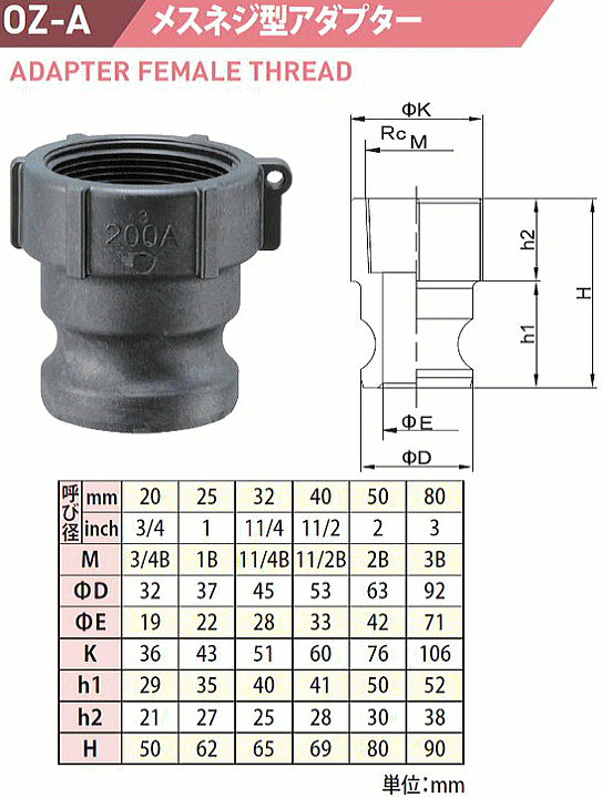 小澤物産 レバーカップリング OZ-A-PP-2 (50A) メスネジ型アダプター ポリプロピレン :OZC-OZ-A-PP-50A:伝動機ドットコム DIY・日曜大工店 - 通販 ...