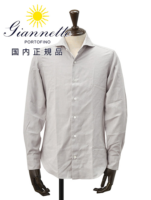 ジャンネット GIANNETTO 長袖カジュアルシャツ メンズ コットンフランネル ホリゾンタル襟 スリムフィット ライトグレー 製品洗い 国内正規品 :572600l84-1:メンズブランド ...