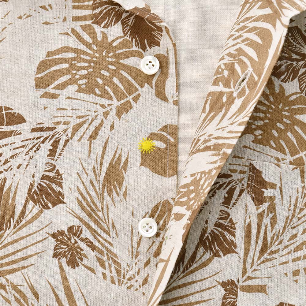 ジャンネット GIANNETTO 半袖開襟シャツ メンズ MARACAIBO マラカイボ オープンカラー ベージュ×ブラウン リネンコットン ボタニカル柄 国内正規品 : メンズブランドでら ...