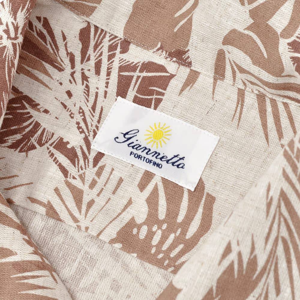 ジャンネット GIANNETTO 半袖開襟シャツ メンズ MARACAIBO マラカイボ オープンカラー ベージュ×ブラウン リネンコットン ボタニカル柄 国内正規品 : メンズブランドでら ...