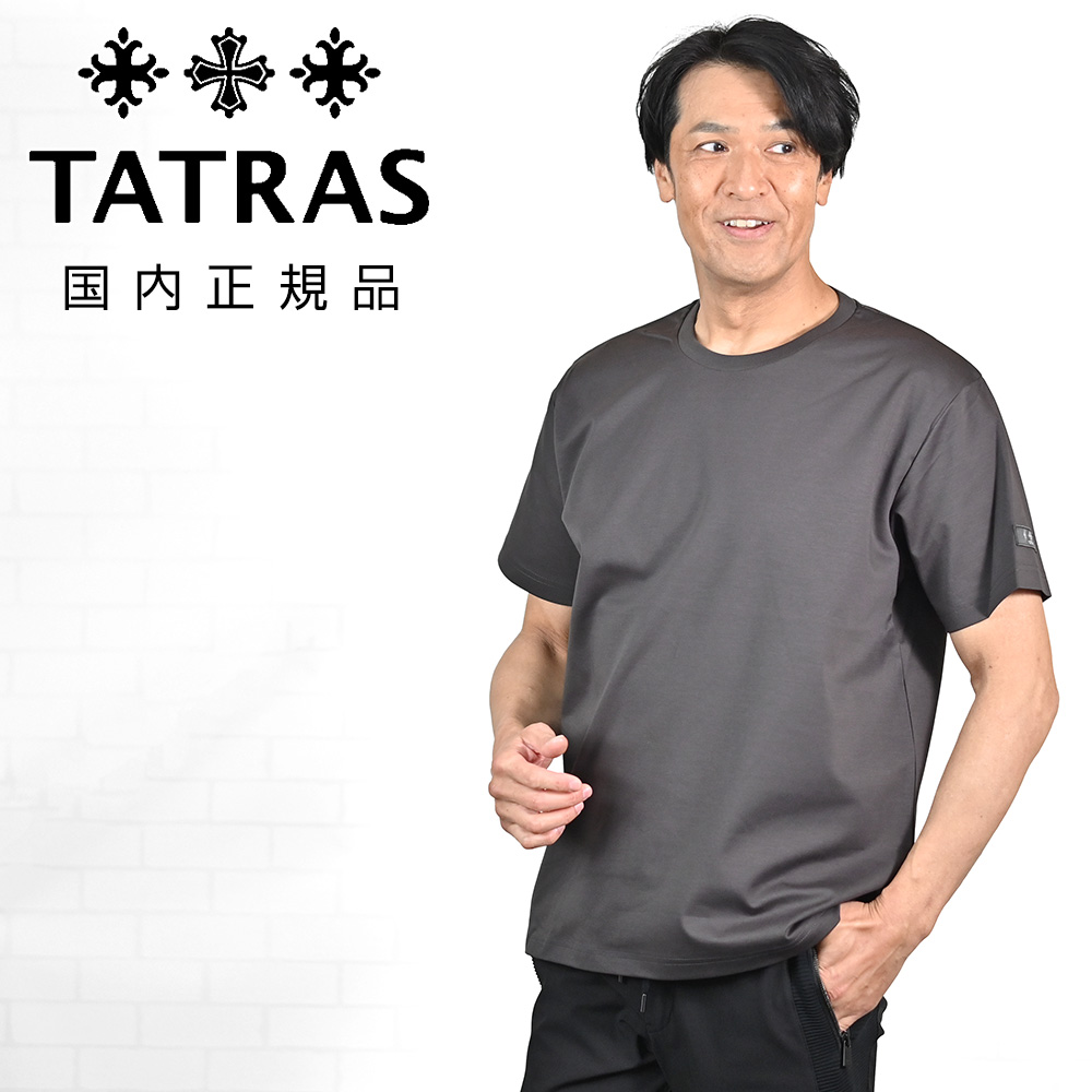 タトラス TATRAS 半袖Tシャツ メンズ チアーロ CIALO クルーネックカットソー スーピマコットンジャージー チャコール 左袖 ...