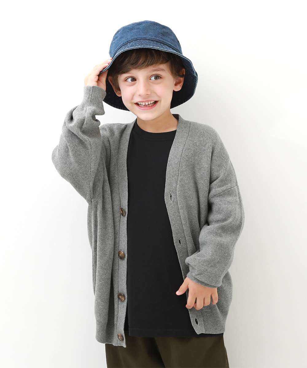 子供服 ビッグシルエット コットンニットカーディガン キッズ 男の子 女の子 カーディガン トップス 羽織 重ね着 devirock デビロック 22AW軽アウター :161UTP001 ...