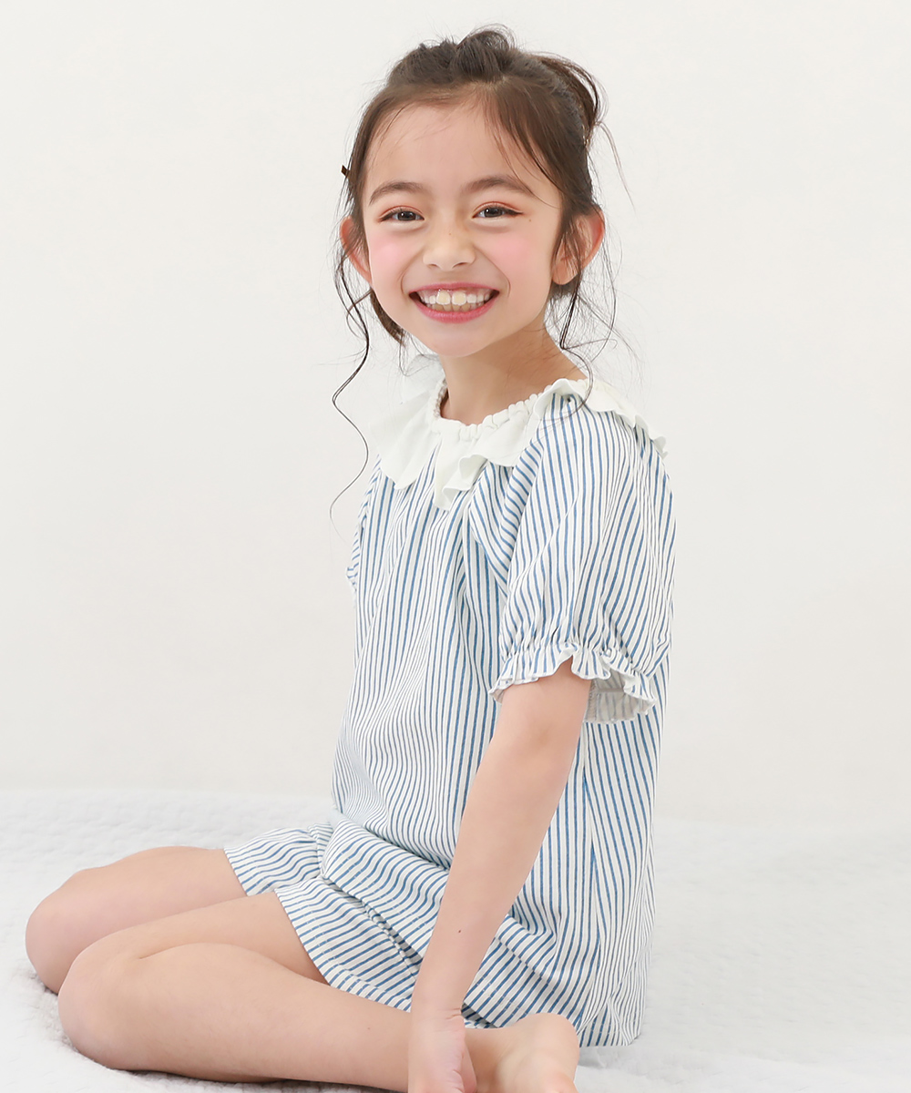 子供服 どっちも前 フリル半袖パジャマキッズ 女の子 ルームウェア 半袖ルームウェア パジャマ デビロック devirock :172GGD002:devirock Yahoo!ショッピング店 ...