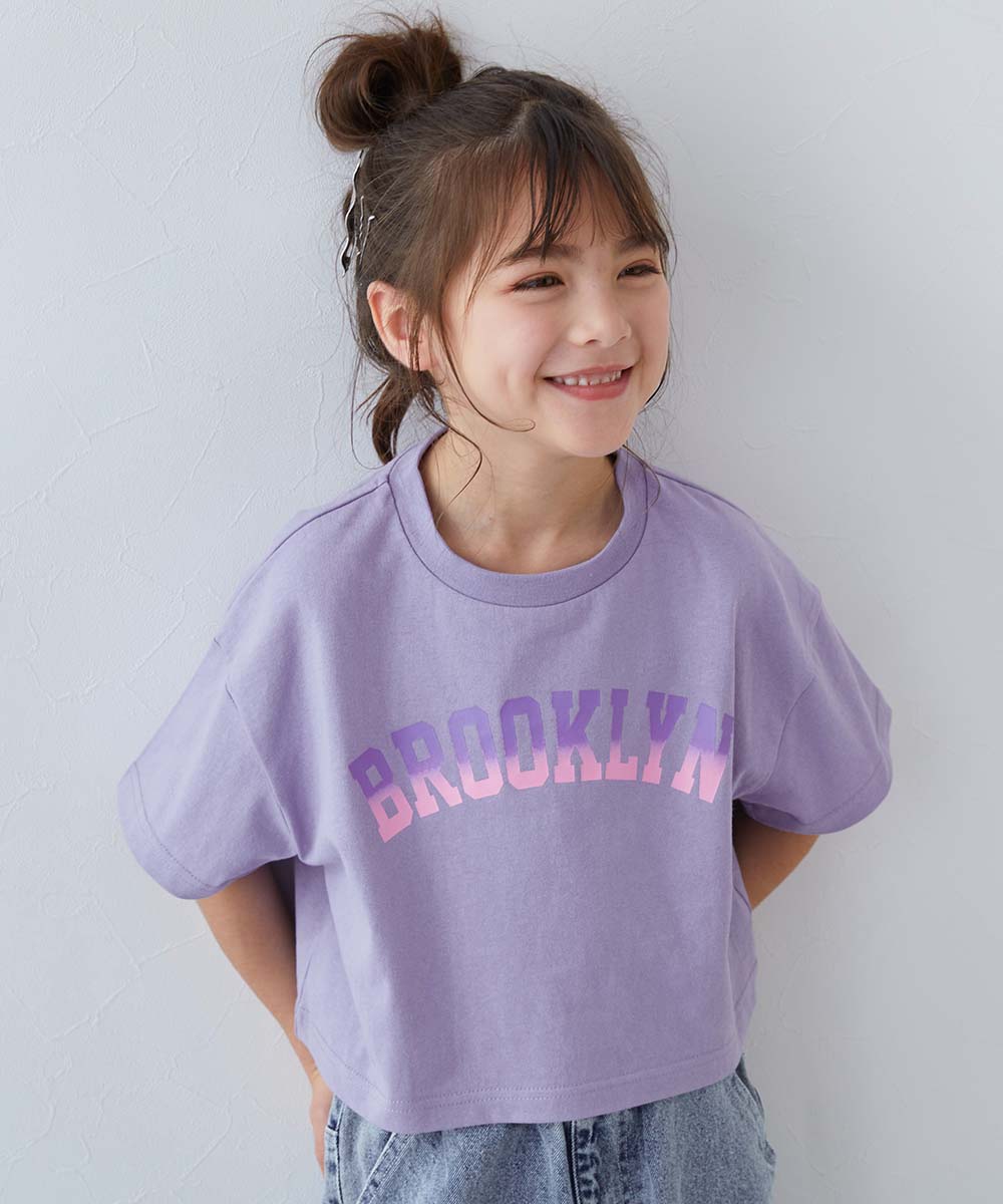 devirock（デビロック） Tシャツ トップス 綿100％ デビラボ ガールズ クロップド丈 プリント半袖Tシャツ キッズ 子供服 女の子 devirock 25ss_ガールズトレンド ...