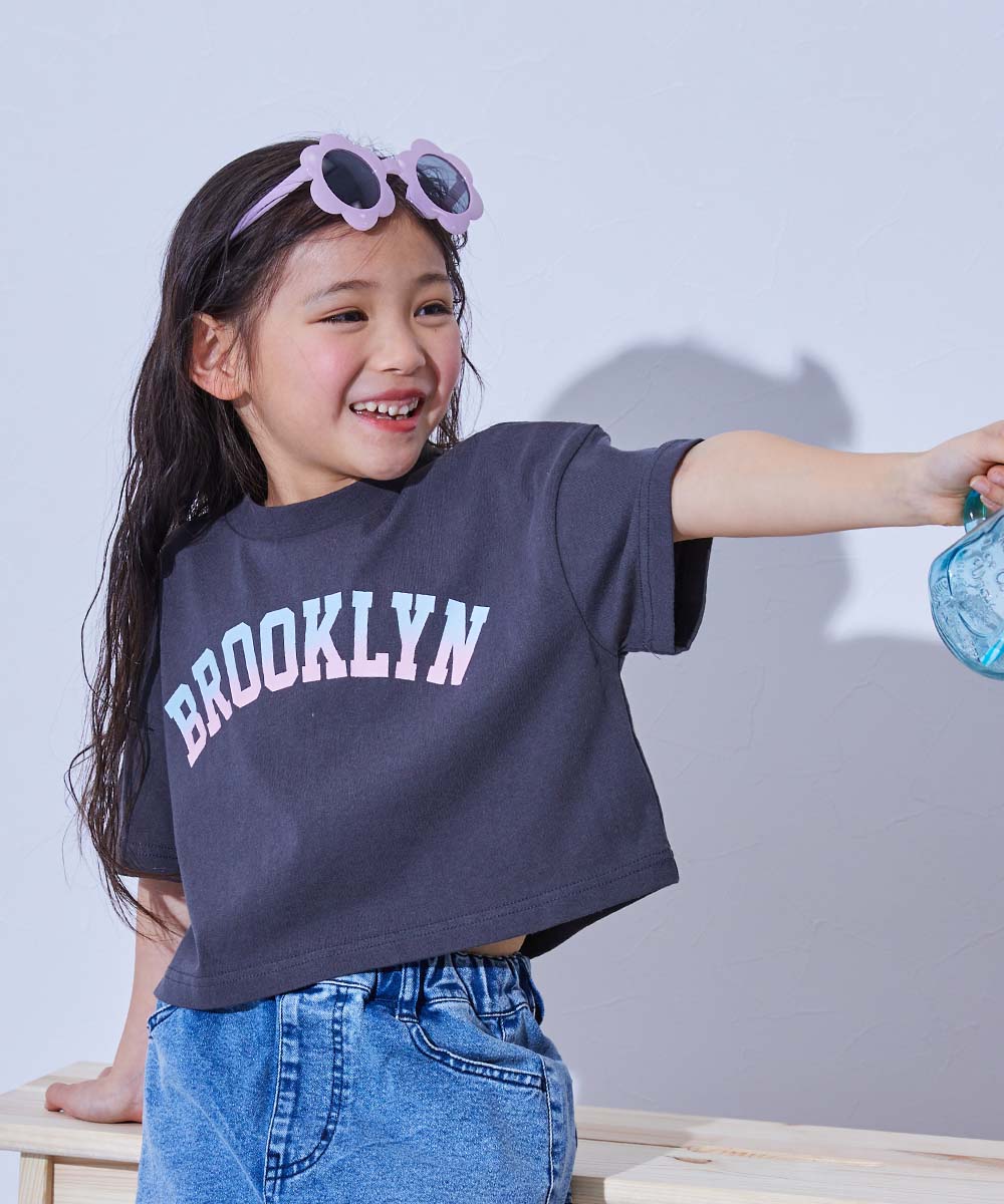 Tシャツ トップス 綿100％ デビラボ ガールズ クロップド丈 プリント半袖Tシャツ キッズ 子供服 女の子 デビロック devirock : 182gdl001 : devirock ...
