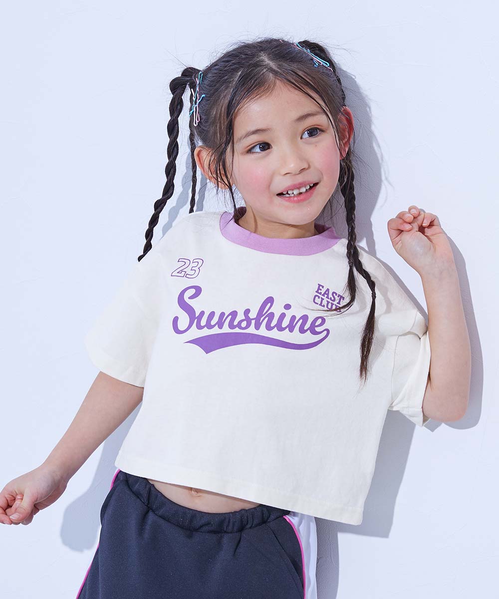 devirock（デビロック） Tシャツ トップス 綿100％ デビラボ ガールズ クロップド丈 プリント半袖Tシャツ キッズ 子供服 女の子 devirock 25ss_ガールズトレンド ...