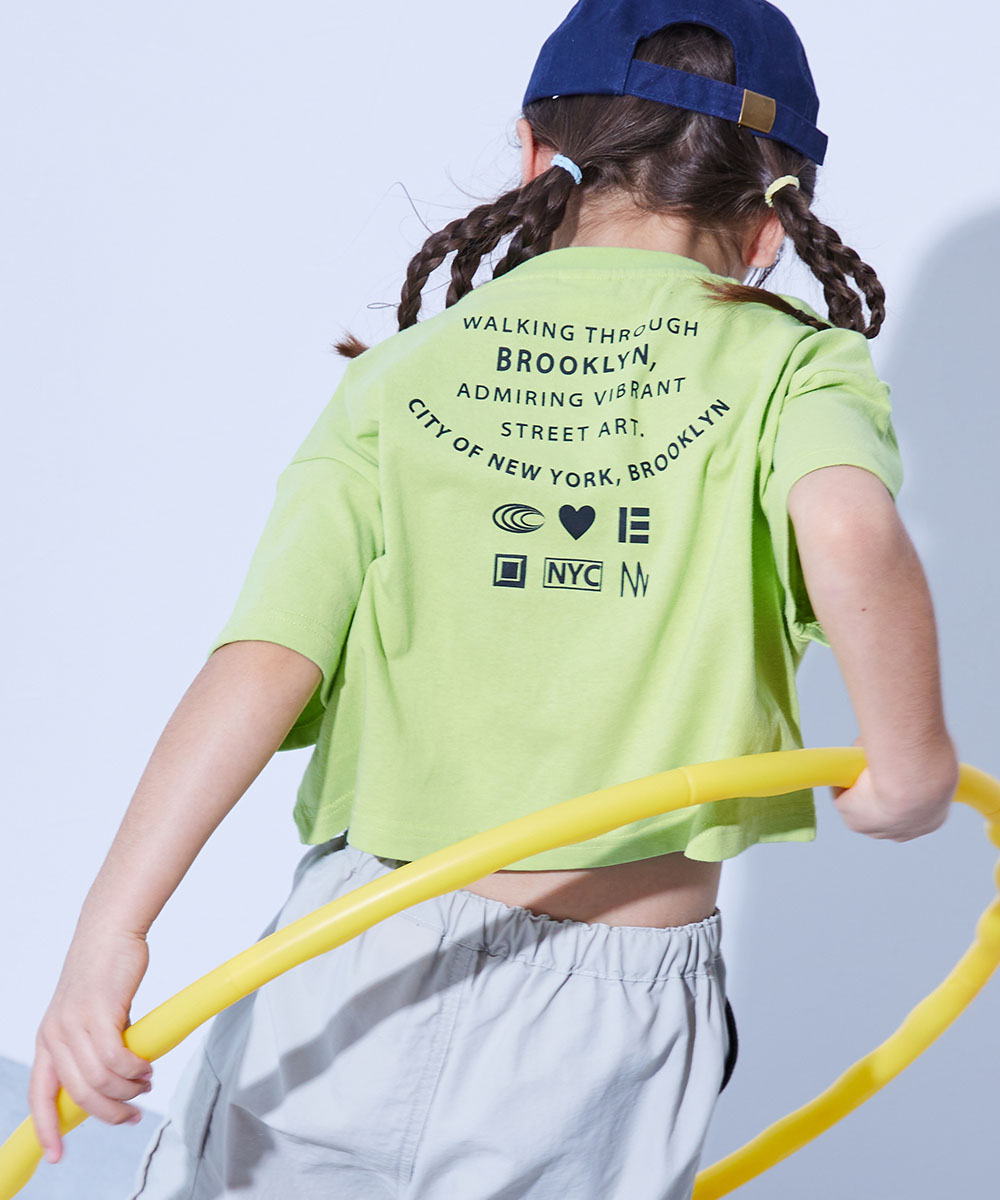 devirock（デビロック） Tシャツ トップス 綿100％ デビラボ ガールズ クロップド丈 プリント半袖Tシャツ キッズ 子供服 女の子 devirock 25ss_ガールズトレンド ...