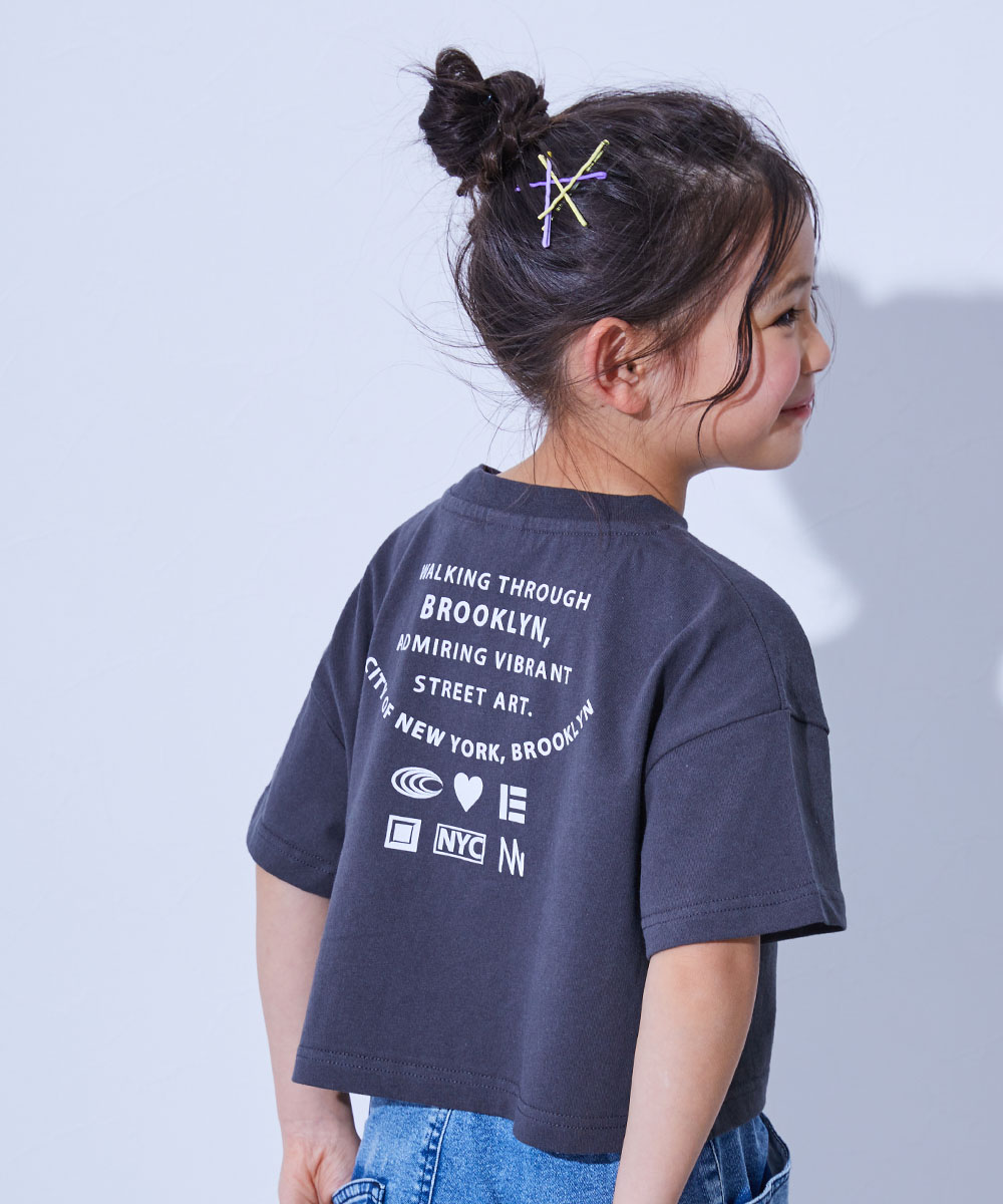 devirock（デビロック） Tシャツ トップス 綿100％ デビラボ ガールズ クロップド丈 プリント半袖Tシャツ キッズ 子供服 女の子 devirock 25ss_ガールズトレンド ...