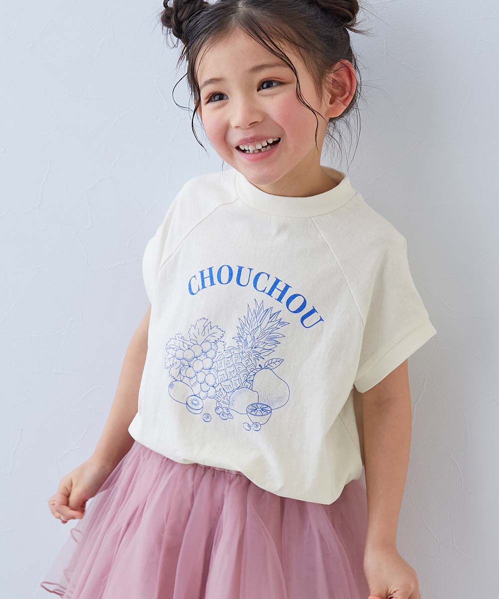 devirock（デビロック） Tシャツ トップス 綿100％ デビラボ ガールズ フレンチラグラン プリント半袖Tシャツ キッズ 子供服 女の子 devirock 25ss_ガールズトレンド ...