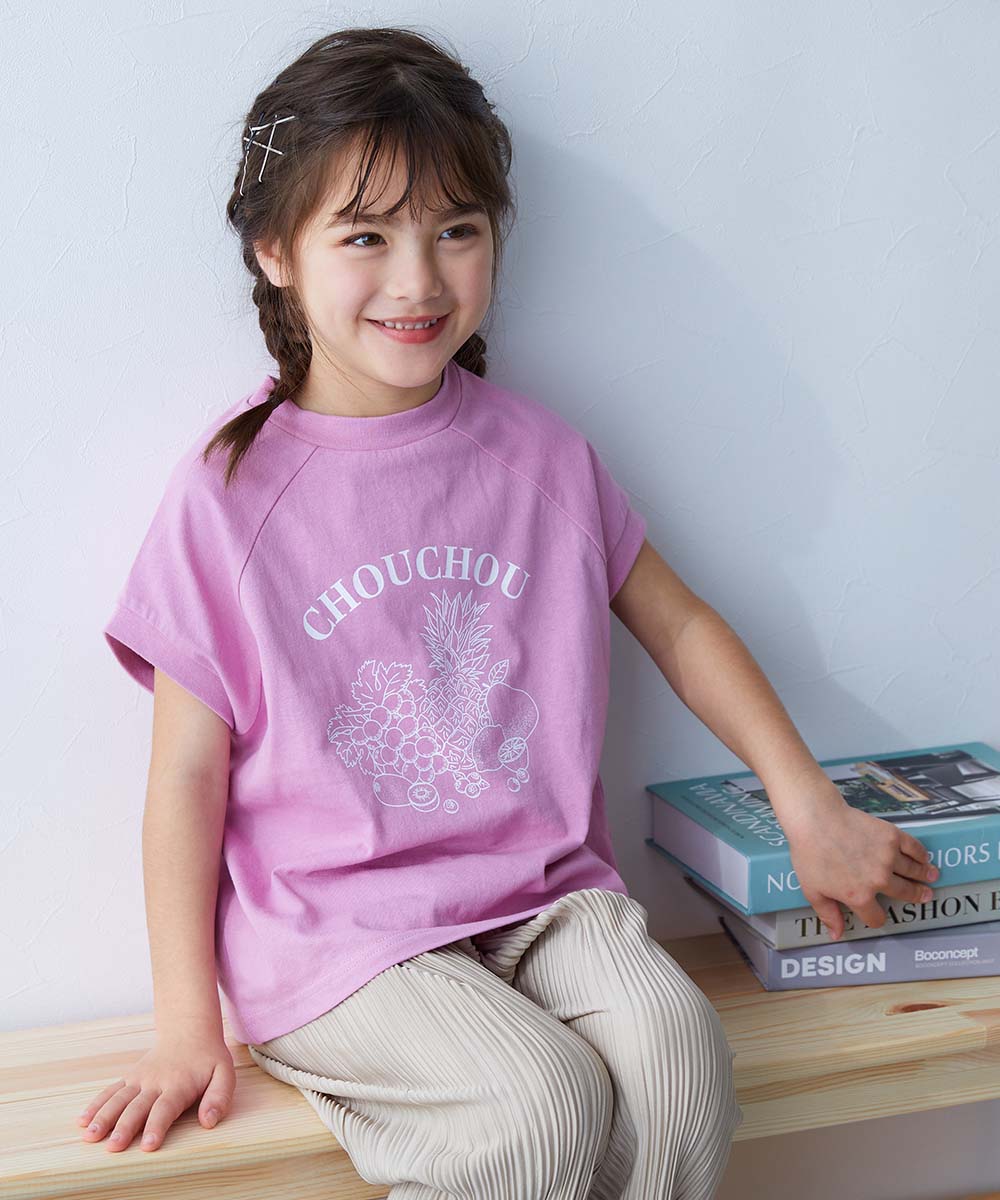 devirock（デビロック） Tシャツ トップス 綿100％ デビラボ ガールズ フレンチラグラン プリント半袖Tシャツ キッズ 子供服 女の子 devirock 25ss_ガールズトレンド ...