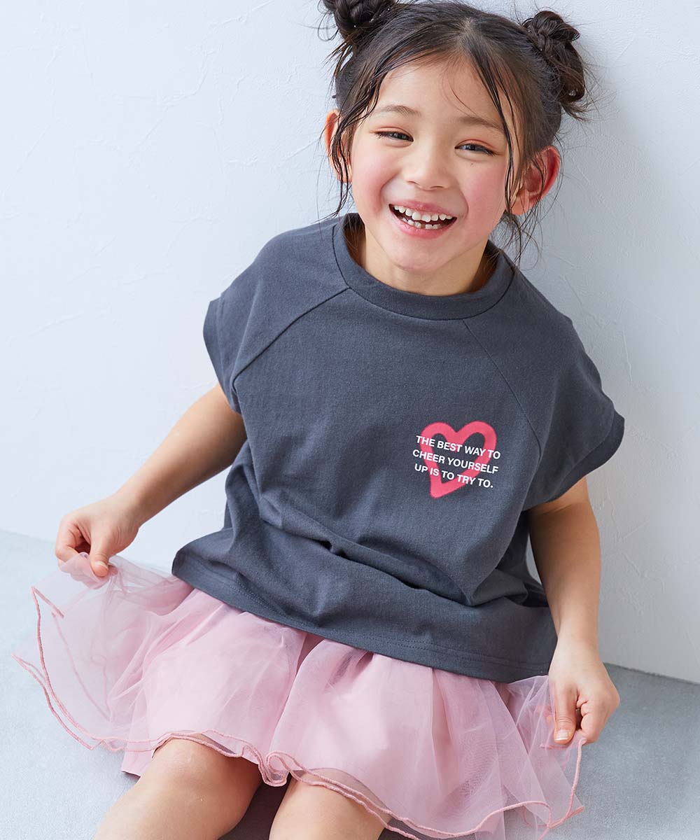Tシャツ トップス 綿100％ デビラボ ガールズ フレンチラグラン プリント半袖Tシャツ キッズ 子供服 女の子 デビロック devirock : 182gdl003 : devirock ...