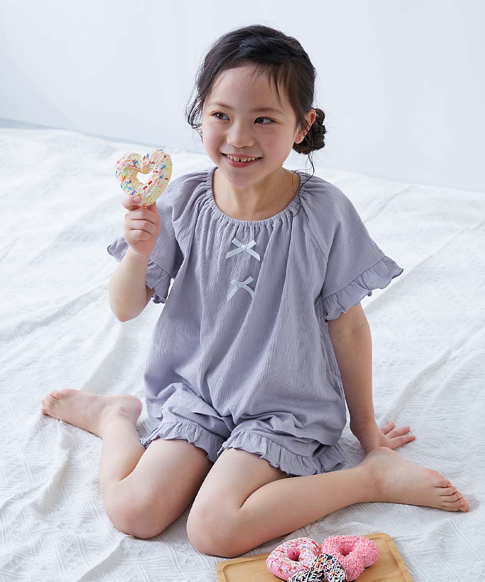 devirock（デビロック） パジャマ 半袖パジャマ ルームウェア 半袖ルームウェア 着心地やわらか フリルパジャマ キッズ 子供服 女の子 : devirock Yahoo!ショッピング店 ...