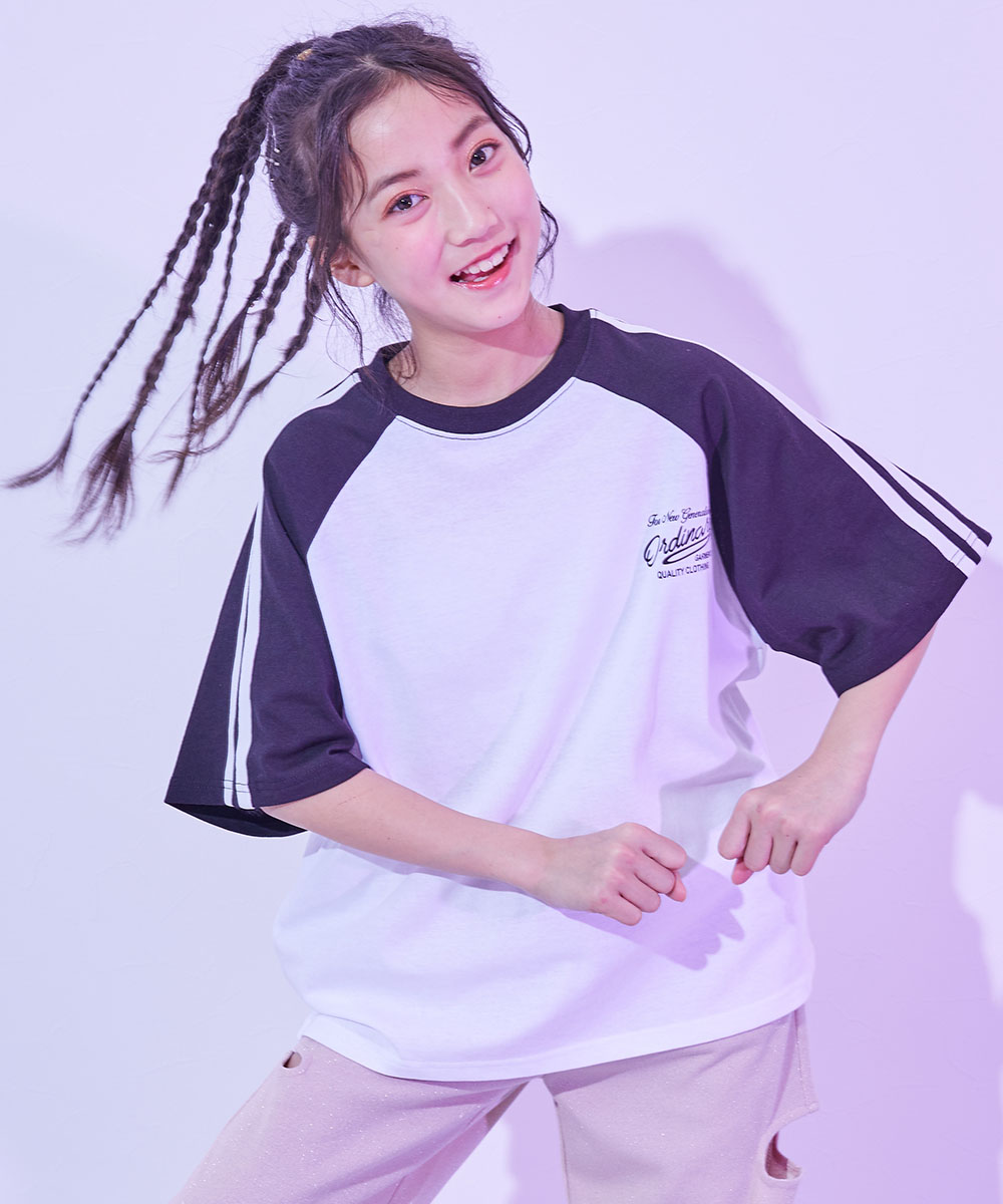 devirock（デビロック） Tシャツ トップス 【DANCE】袖ライン ラグラン 半袖Tシャツ キッズ 子供服 男の子 女の子 devirock 25ss_ガールズトレンド ...