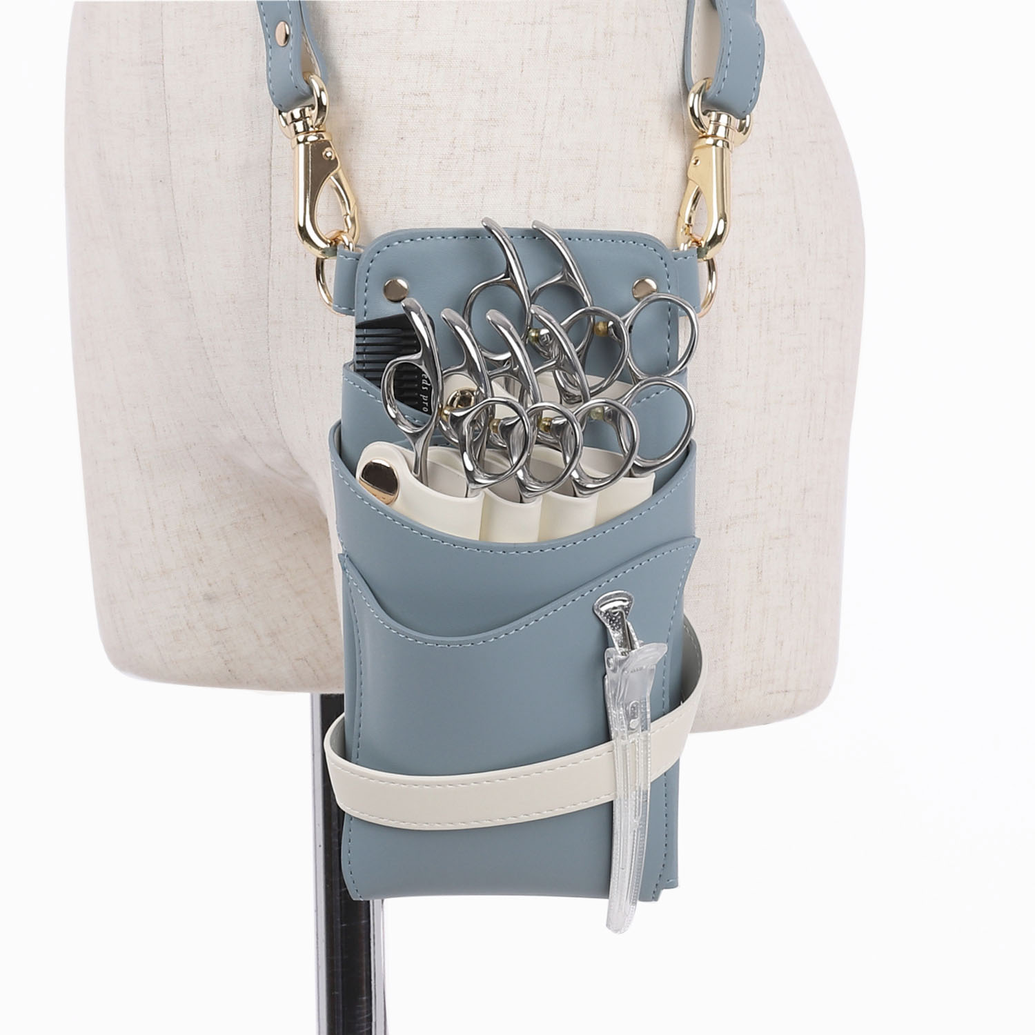 DEEDS シザーケース 美容師 シエーナ no.360 ブルージュ×アイボリー 4