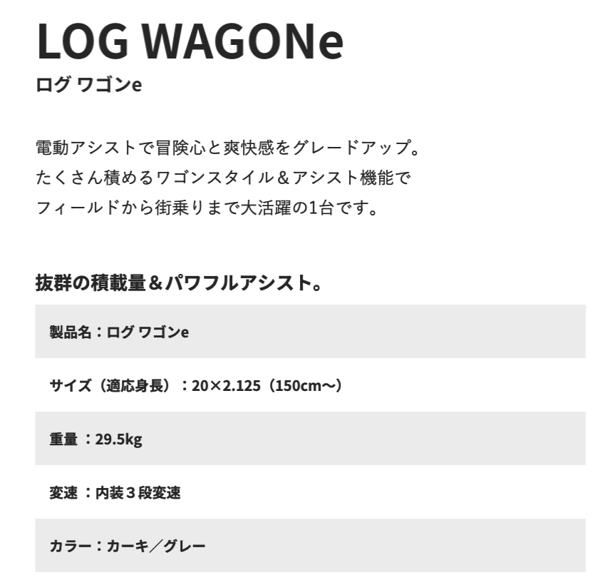 送料無料※一部地域 ログワゴンe. LOG WAGONE e 14Ahバッテリー BAA-O-20 内装3段変速 2024年 電動自転車 電動アシスト自転車 電動ミニベロ 外遊び グレー ...