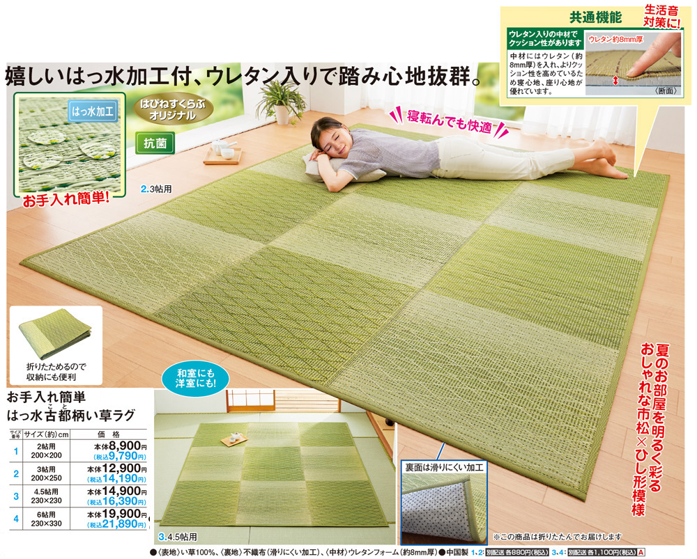 お手入れ簡単はっ水古都柄い草ラグ 3帖用200×250cm : はぴねすくらぶYahoo!ショップ - 通販 - Yahoo!ショッピング