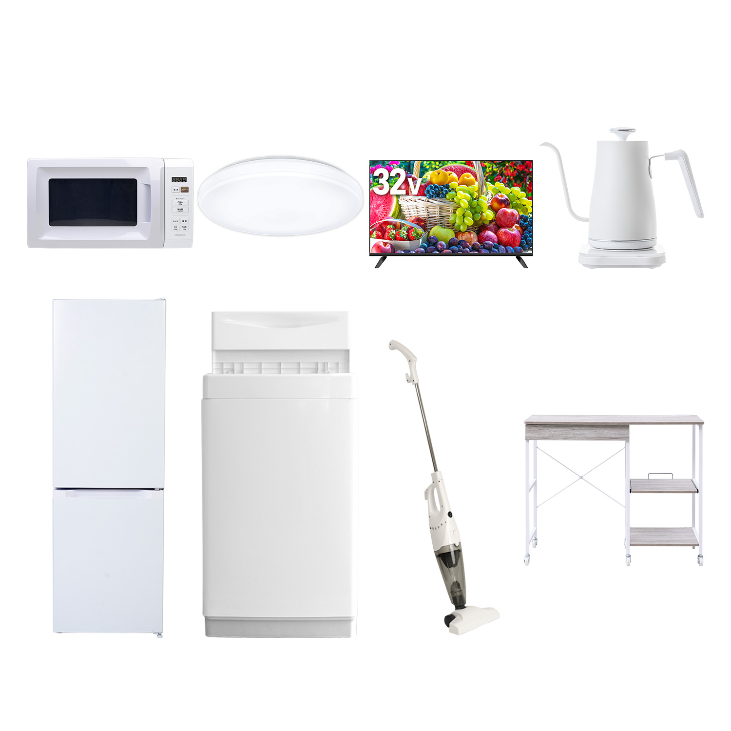 山善（YAMAZEN） 新生活家電セット 8点セット 一人暮らし (6kg洗濯機