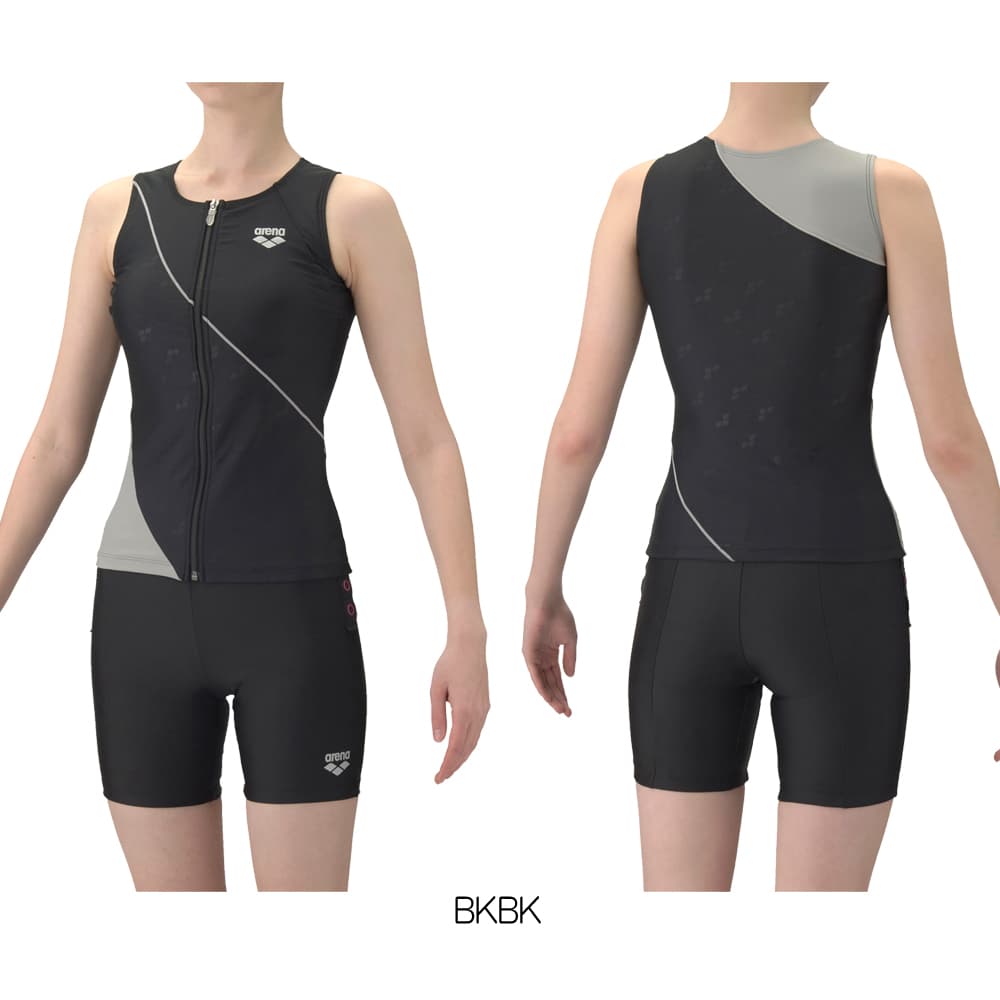 アリーナ ARENA フィットネス水着 レディース すらっとセパ ダブルエステル フィットネスセパレート カバーバック ハーフレッグ 差し込みパッド パッド付き 2026年春夏モデル AS6SWF48L アリーナ（arena） フィットネス水着 レディース すらっとセパ ダブル