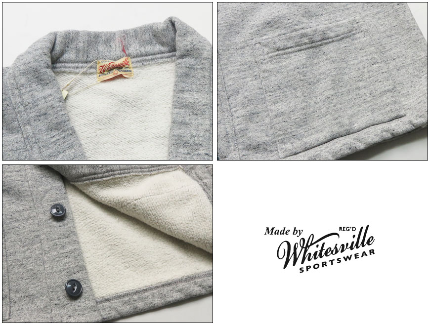 WHITESVILLE WHITES VILLE ホワイツビル 無地 スウェット ボタン