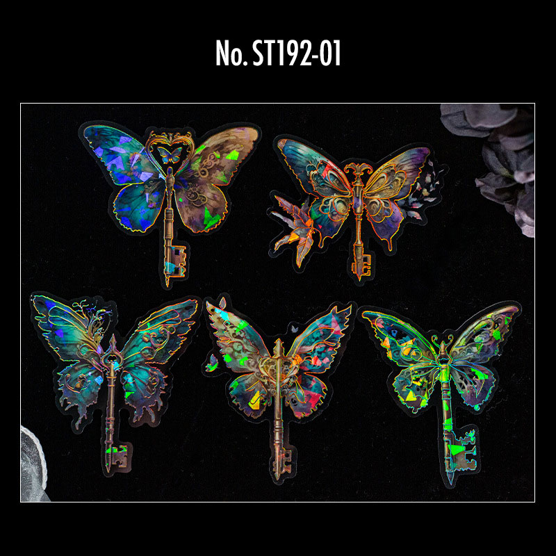 コラージュ 素材 シール 鍵 羽 蜻蛉 トンボ ライト 明かり ランプ ジャンクジャーナル アンティーク ヴィンテージ レトロ ステッカー ...