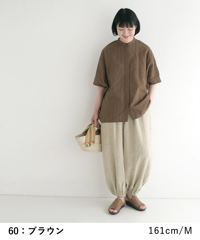 D*g*y メール便送料無料 ブラウス 五分袖 レディース ノーカラー ゆったり ワイド 綿ガーゼ ドビー ドルマン 綿100％ 25SS0718, : ecoloco - 通販 ...