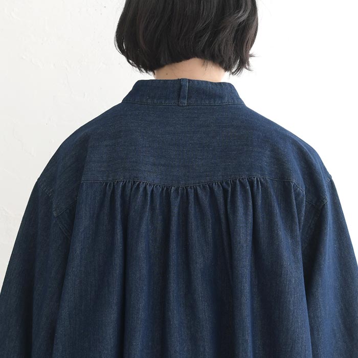 earth_eco_loco 予約 早割10％OFFCP デニムブラウス 長袖 レディース コットン ハイネック 肩落ち シャツ 綿100％ 25AW0829, : ecoloco - 通販 ...