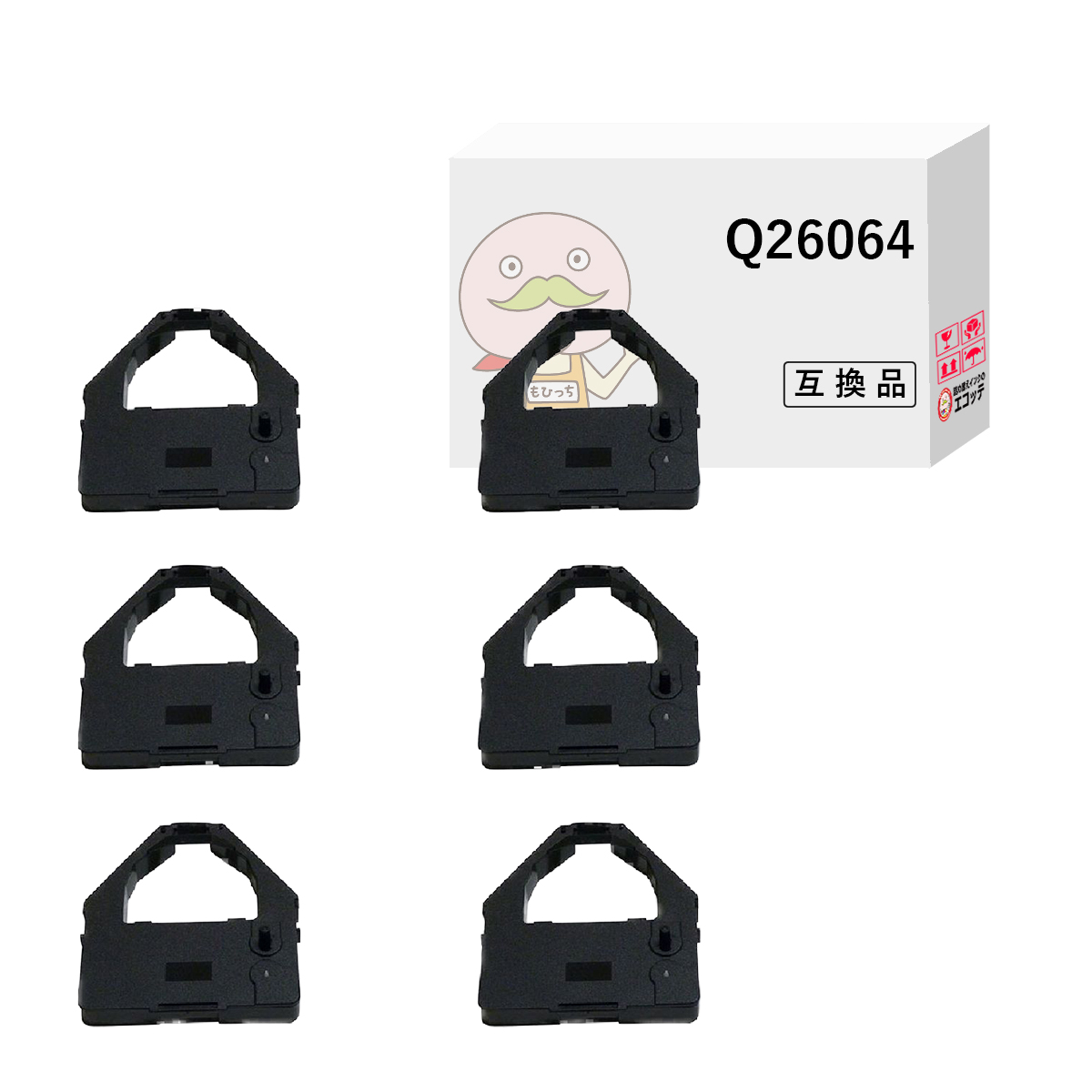 エコッテ Q26064 RICOH ( リコー )用 インクリボンカセット 黒 6個 ┃ 5577V02 5577S02 5577J02 ...