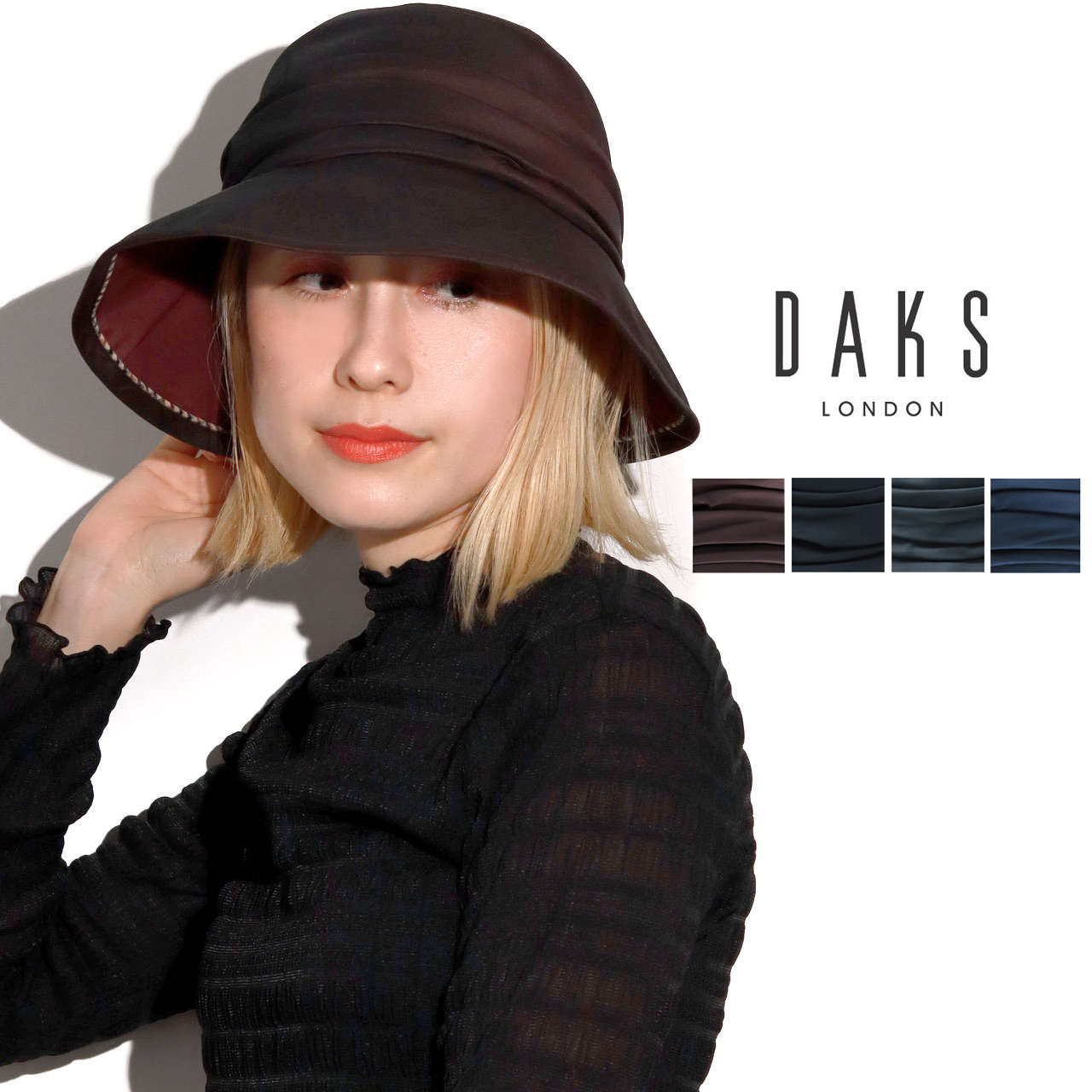 DAKS クロッシェ 帽子 レディース ハット タフタ 形状記憶 婦人用 ダックス 光沢 レディースファッション ハウスチェック 50代 40代 : ELEHELM帽子通販専門店 - 通販 ...