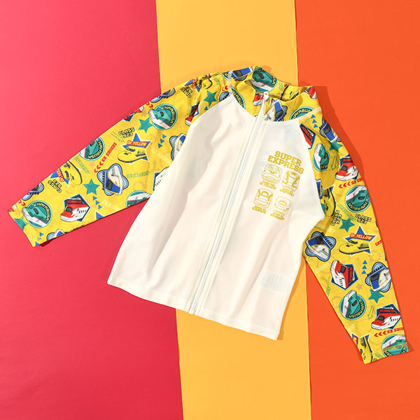 ネコポス発送！長袖 ラッシュガード 新幹線 キッズ ジュニア 子供 男の子 水着 UVカット 紫外線対策 日焼け対策 フードなし プール 海水 ...