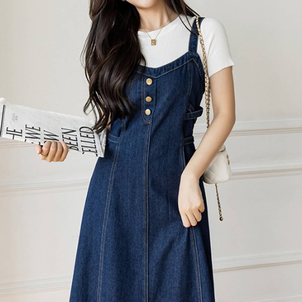 ワンピース レディース ロングワンピース キャミワンピ デニムワンピース カジュアル 春 夏 秋 大きいサイズ 韓国系 ネコポス送料無料 ...