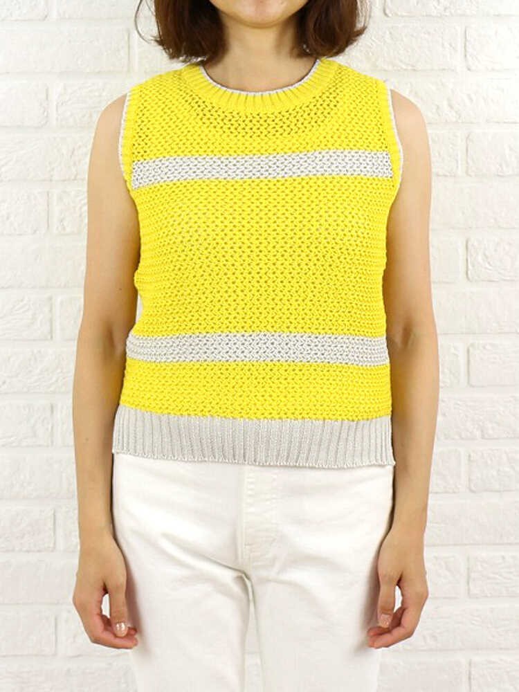 ベアトリス ボーダー かぎ編みニットベスト BEATRICE E99106 国内正規品 210503 送料無料 BEATRICE（ベアトリス） コットン ボーダー かぎ編み ニットベスト