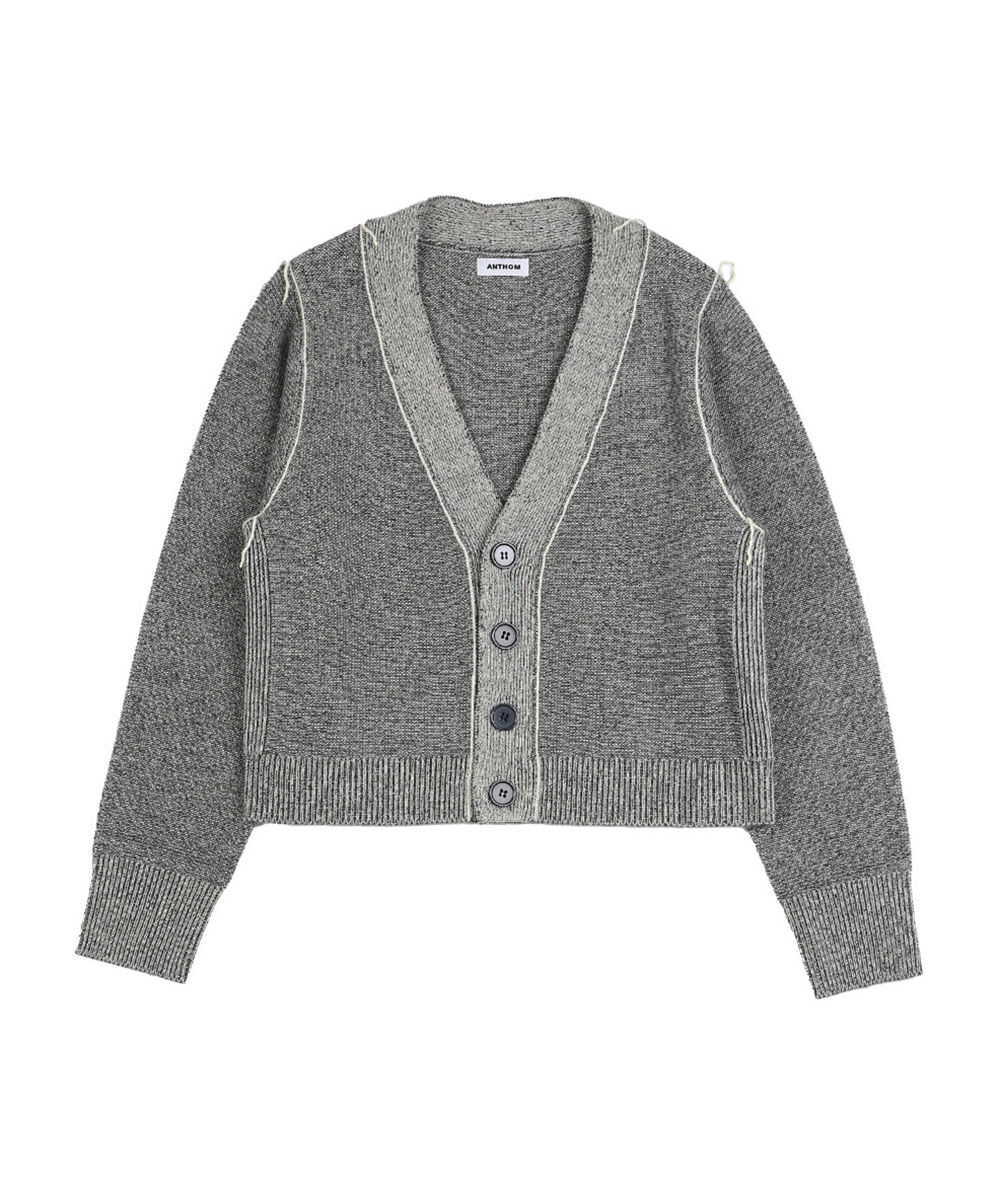 アントム ウール混 配色ショートカーディガン ANTHOM レディース 国内