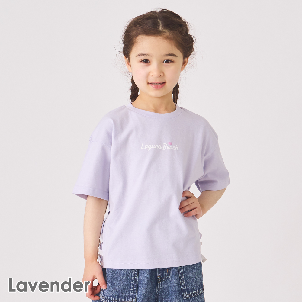 ever closet 子ども服 Tシャツ ベビー キッズ マタニティ 半袖 綿 コットン 女の子 リボン ロゴプリント 90 100 110 120 130 140 : ever ...