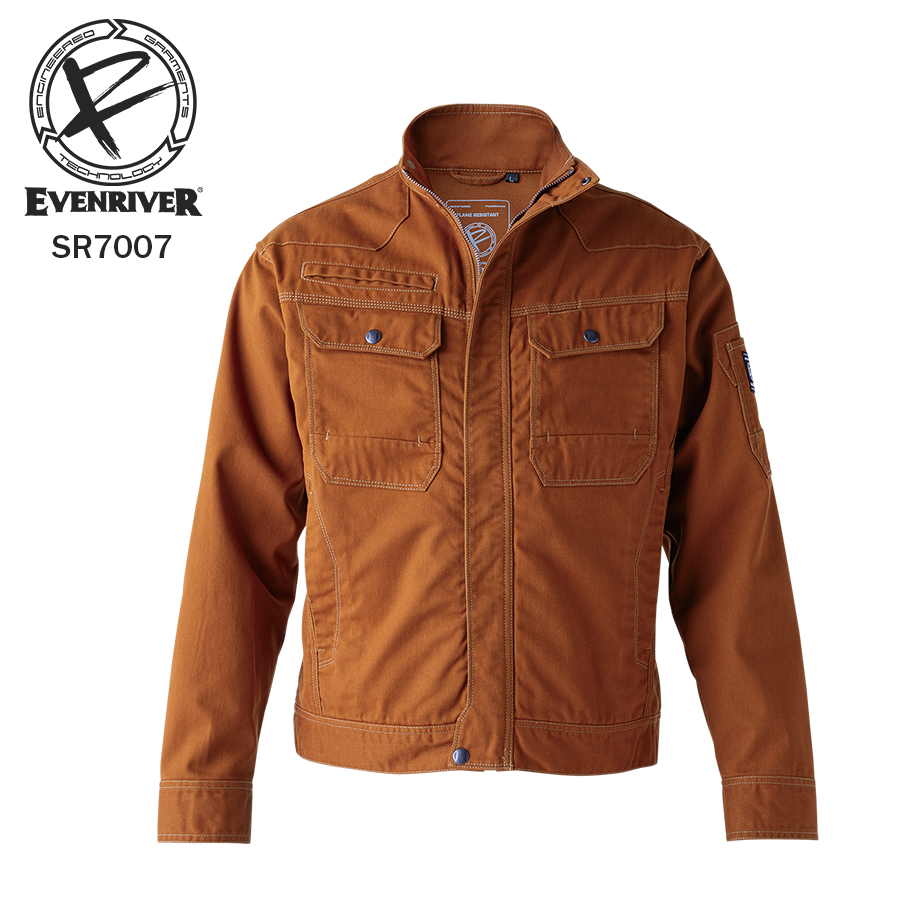 長袖ブルゾン 単品 作業服 綿100％ 難燃加工 火に強い 作業着 破れにくい 丈夫 EVENRIVER イーブンリバー フレイムレジスタントブルゾン SR7007 M-3L : 150 ...