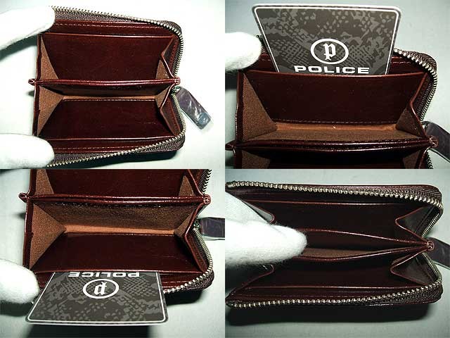 POLICE（ポリス） スムース牛革＆パイソン型押し ラウンドファスナー式