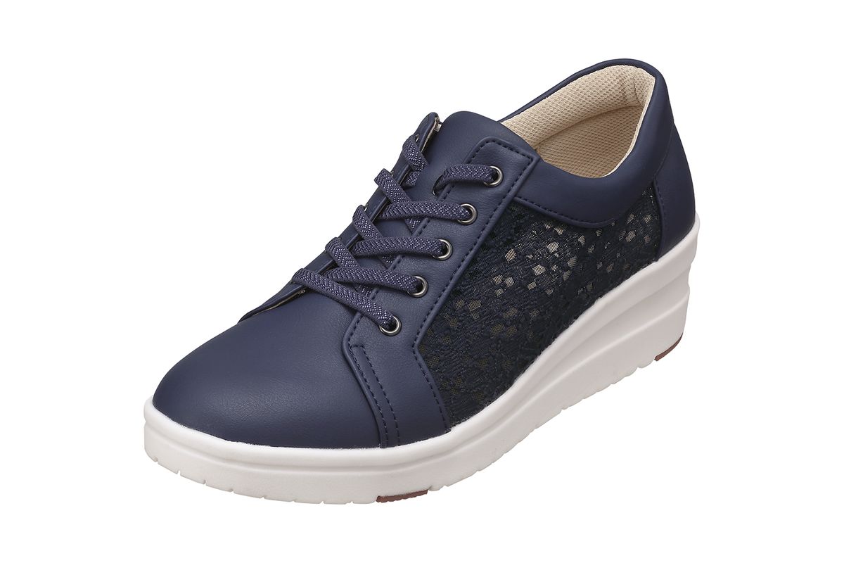 PANSY パンジー PS1002 3E レディースシューズ スニーカー 軽量 花柄 レース 上品 通気性 クッション性 抗菌防臭 ブラック ネイビー ホワイト 22.5cm?24.5cm ...