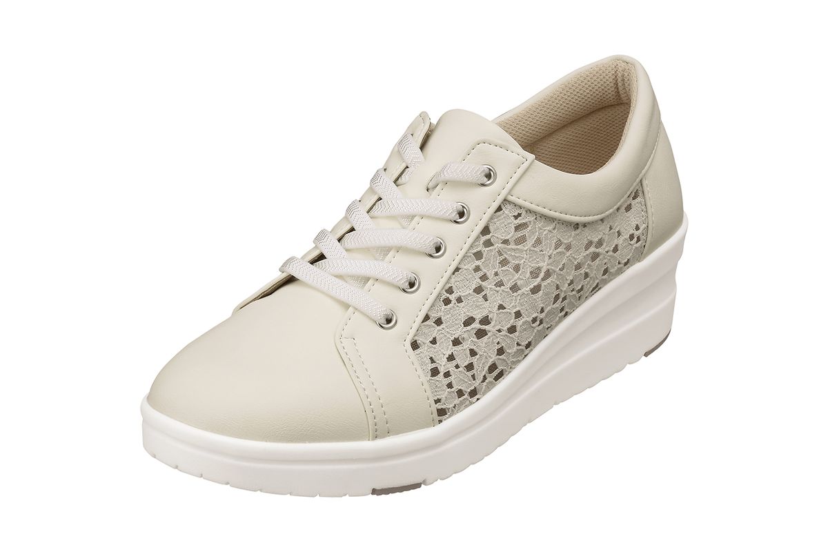 PANSY パンジー PS1002 3E レディースシューズ スニーカー 軽量 花柄 レース 上品 通気性 クッション性 抗菌防臭 ブラック ネイビー ホワイト 22.5cm?24.5cm ...