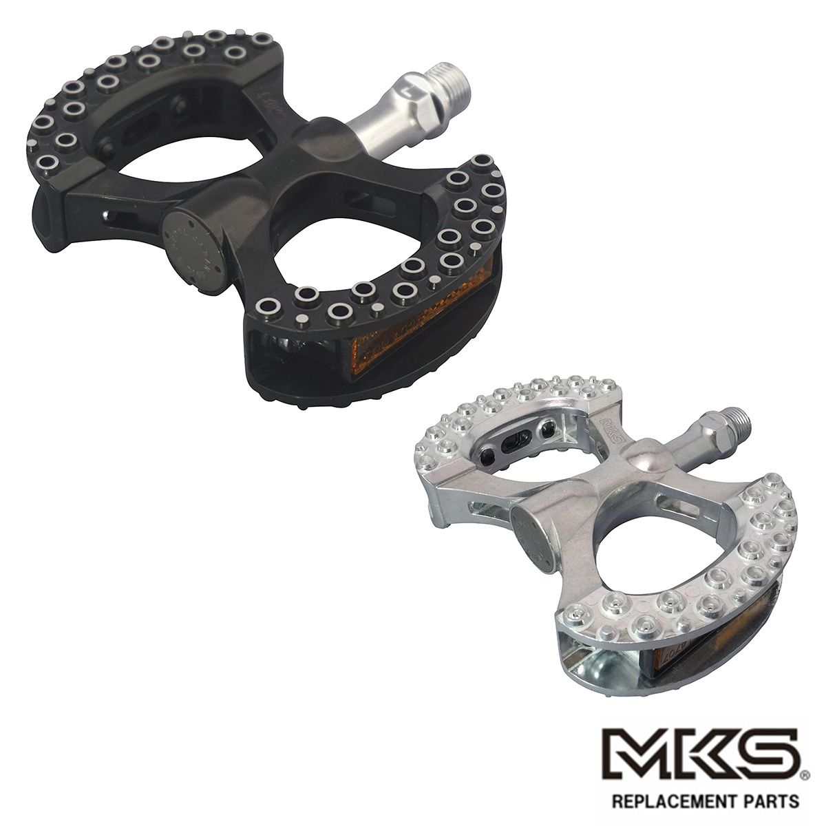 三ヶ島製作所 フラットペダル ミカシマ Lambda ラムダ シルバー ブラック 左右セット オフロード ツーリング 街乗り Rivendell Bicycle Works MKS ...