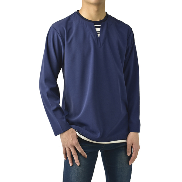 フェイクレイヤード 吸水速乾 接触冷感 COOL DRY ストレッチ 長袖Tシャツ キーネック メンズ 春 夏 秋 2024新作 A4W【パケ1】 :a4w:FLAG ON CREW - 通販 ...