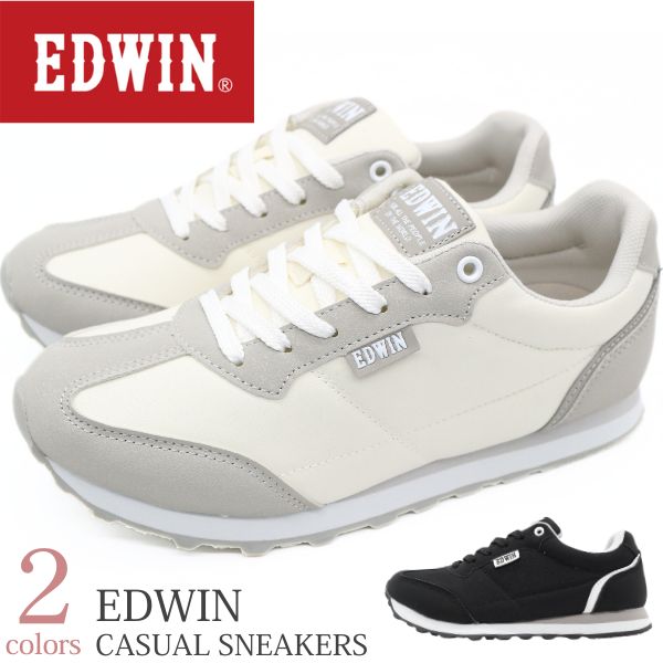 EDWIN エドウィン スニーカー レディース 靴 黒 ブラック グレー 軽い 軽量 疲れない かわいい おしゃれ シンプル 歩きやすい 滑らない EDW-4327 : フットワン ...