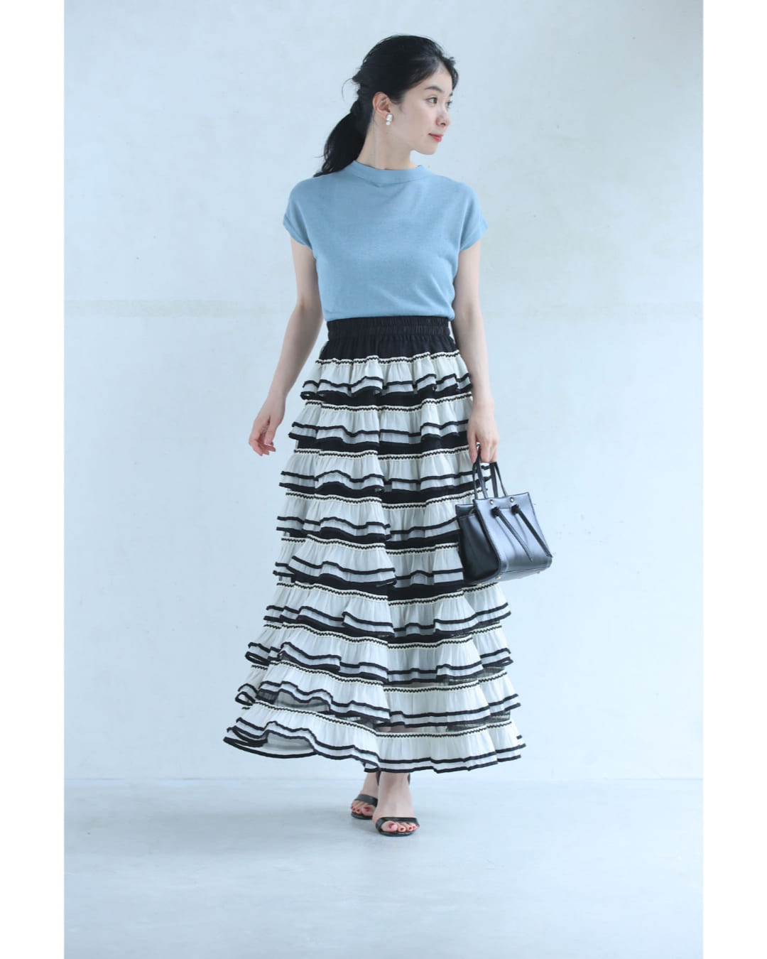 Sから3L対応 たっぷりデコレーションフリルロングスカート : CAWAII