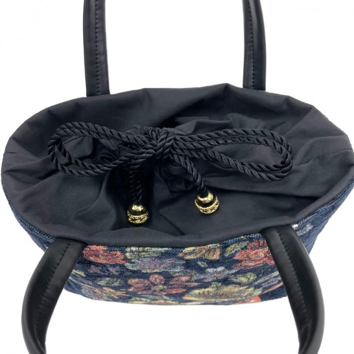 優美社 6019-00 ゴブラン織（ごぶらんおり） ハンドバッグ ネイビー