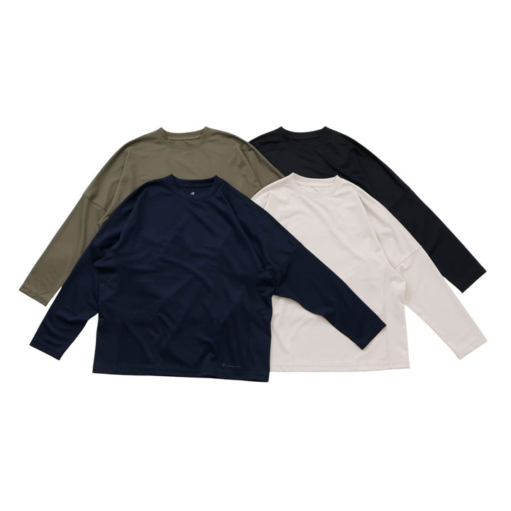 チャンピオン C3-CS490 リカバリーウェア ロングスリーブTシャツ ネイビー(370)  長袖 RECOVERY WEAR NAVY 25FW Champion 10p Champion（チャンピオン） C3-CS490 リカバリーウェア ロングスリーブT