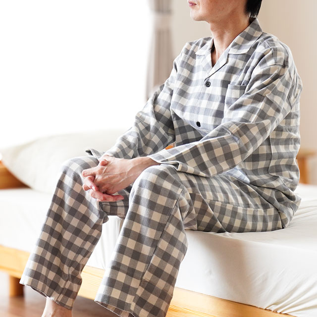 パジャマ メンズ 綿100％ 暖か中空ネル 長袖 長ズボン 秋 冬 チェック